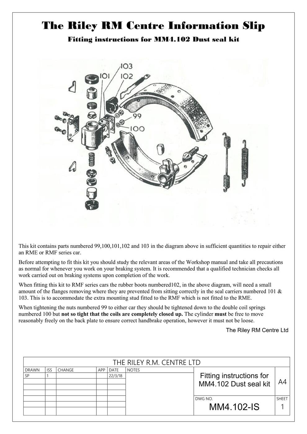 MM4.102/E RME Rear Dust seal fitting kit (info)
