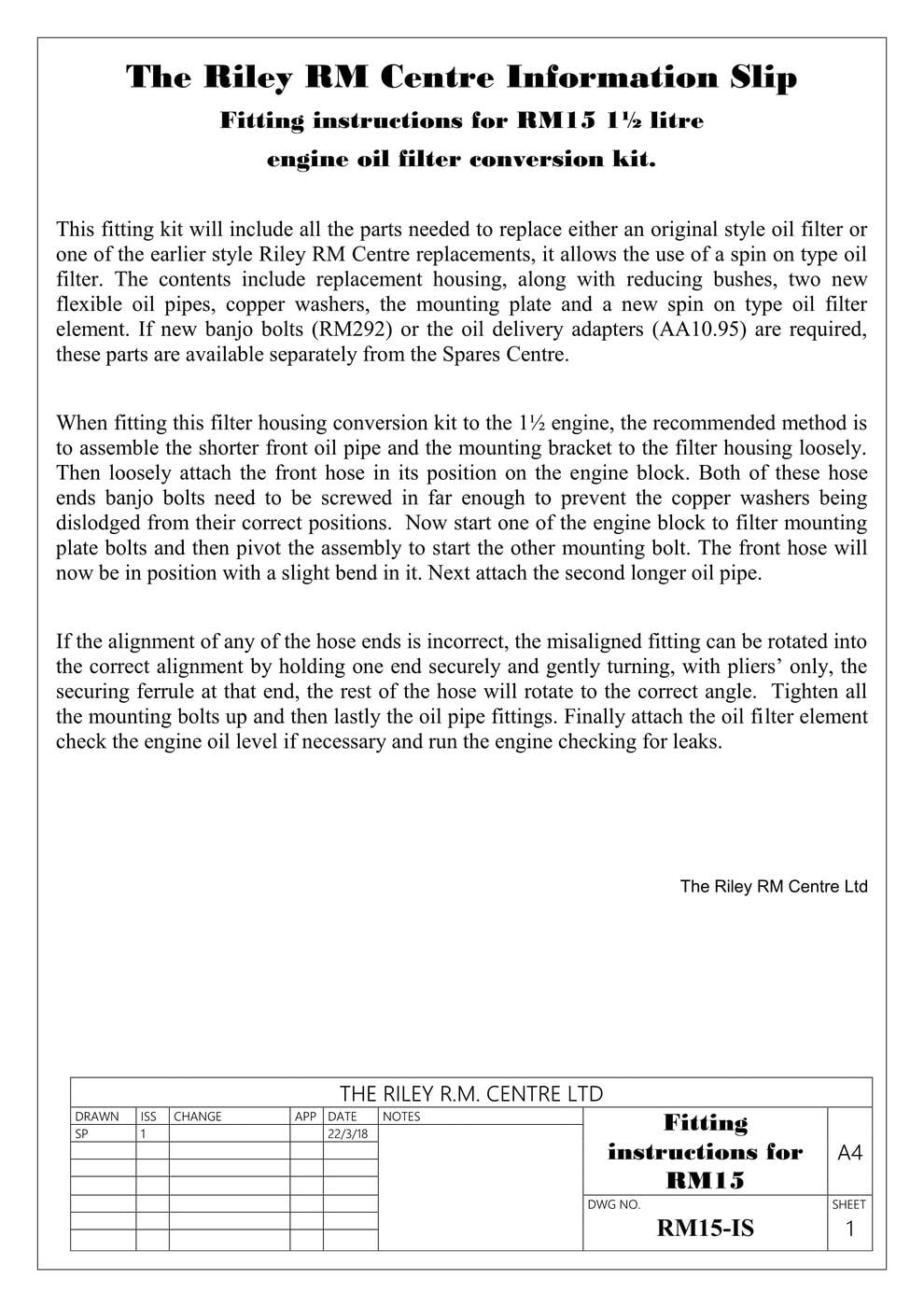 RM15 Filter kit Complete Third Type (info)