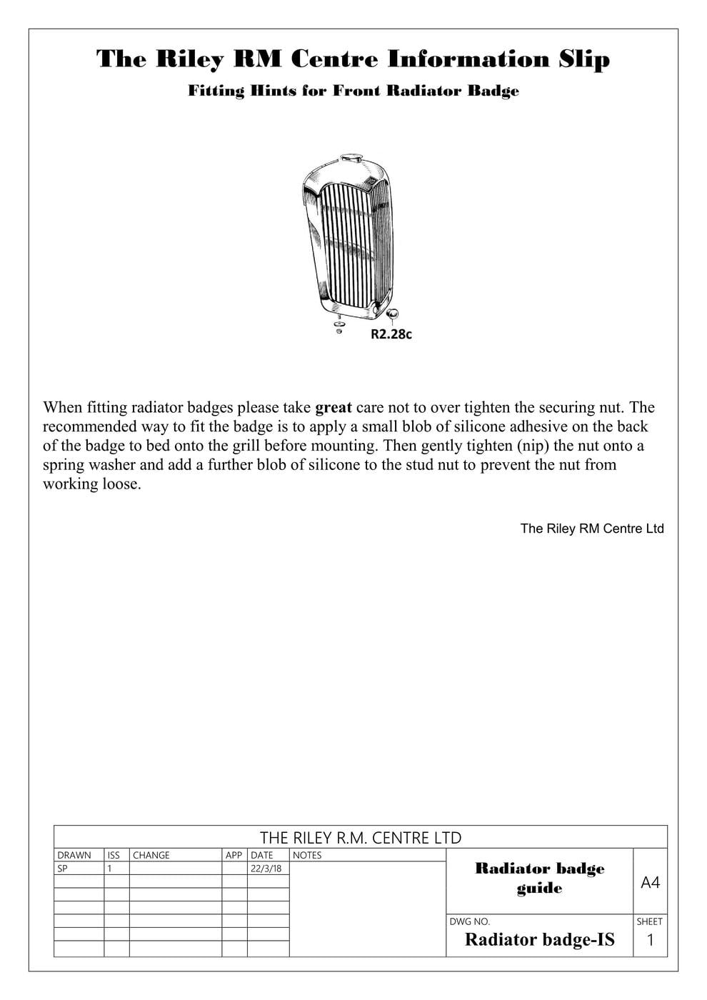 RM107A 2½ Grille Badge & RMC rear (info)
